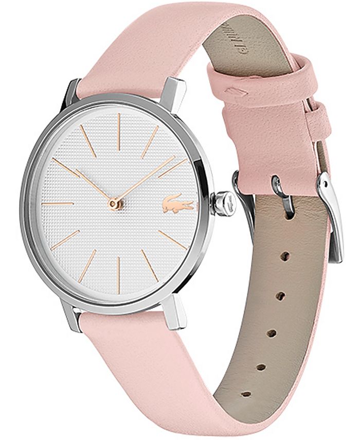 Lacoste Women's Moon Pink Leather Strap Watch 35mm - Macy's