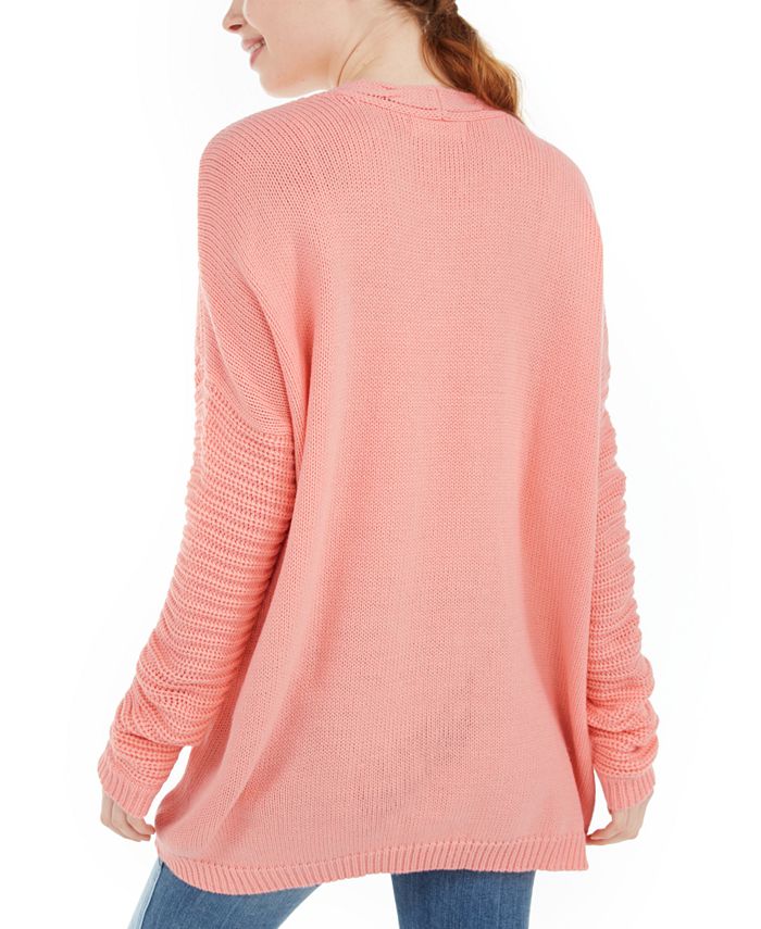 Ultra Flirt Juniors' Cable Knit Open-Front Cardigan - Macy's