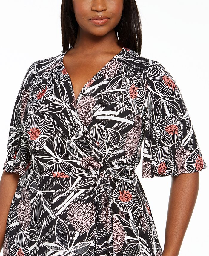Robbie Bee Plus Size Floral Print Wrap Dress Macys