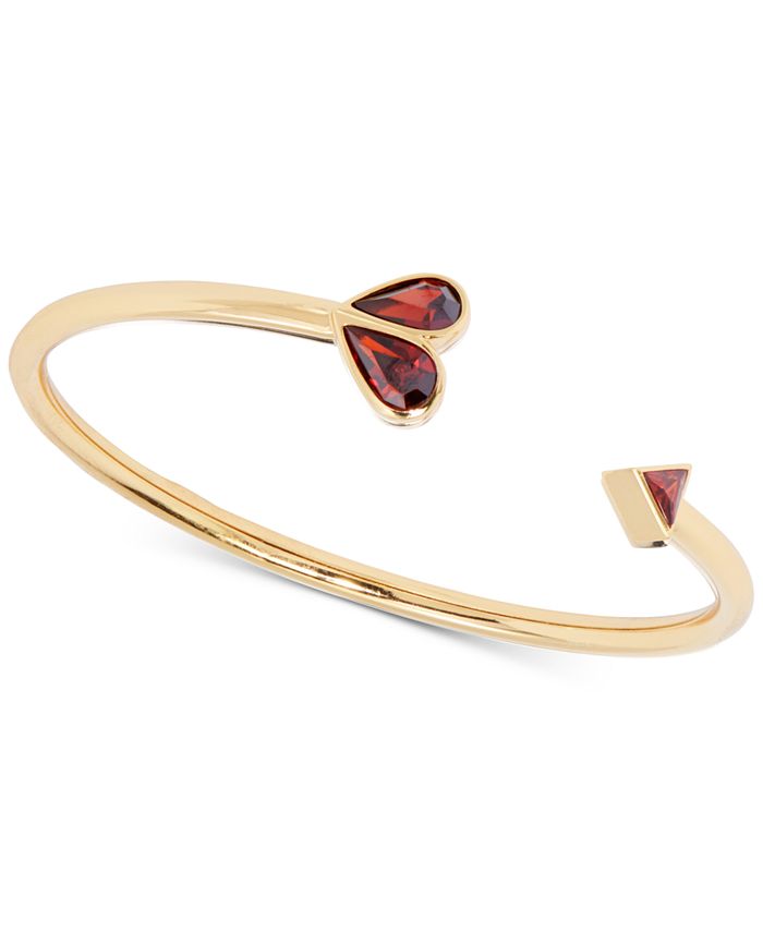 kate spade new york Gold-Tone Crystal Heart Cuff Bracelet - Macy's