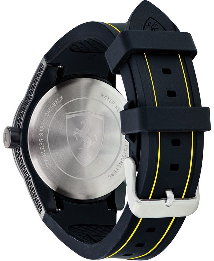 Ferrari Men's Red Rev Black Silicone Strap Watch 44mm - Macy's