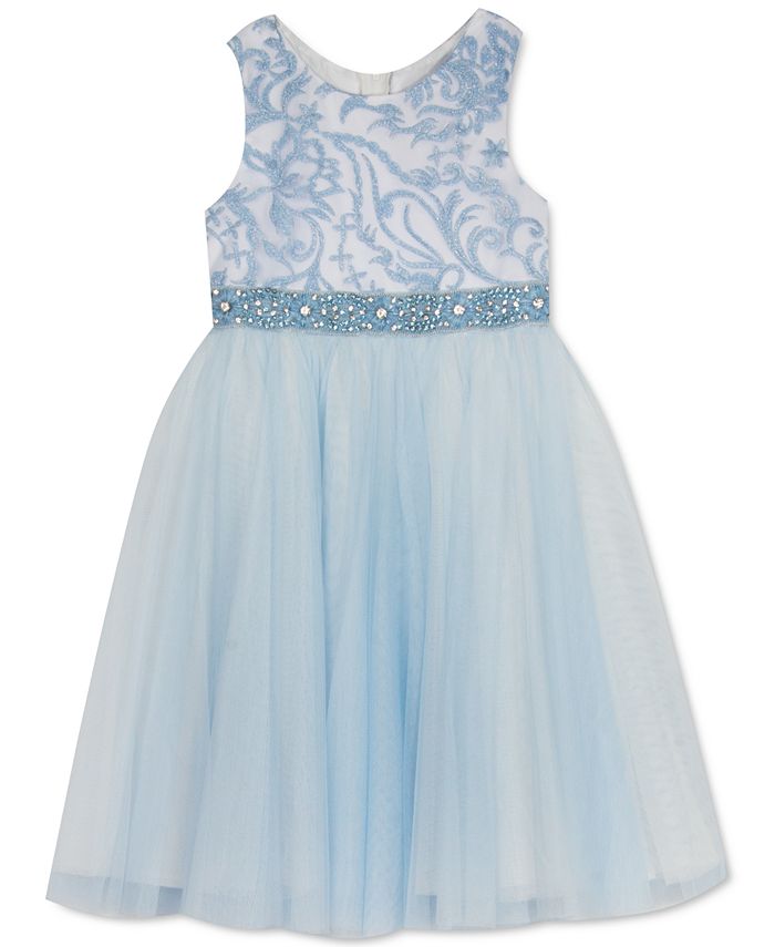 Rare Editions Little Girls Embroidered Mesh Dress - Macy's