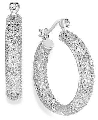 Victoria Townsend Rose-Cut Diamond Hoop Earrings in Sterling Silver (1/ ...