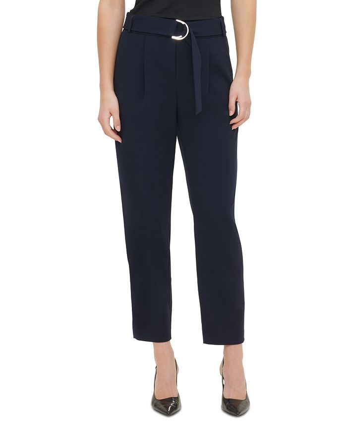 Calvin Klein D-Ring Belt Pants - Macy's