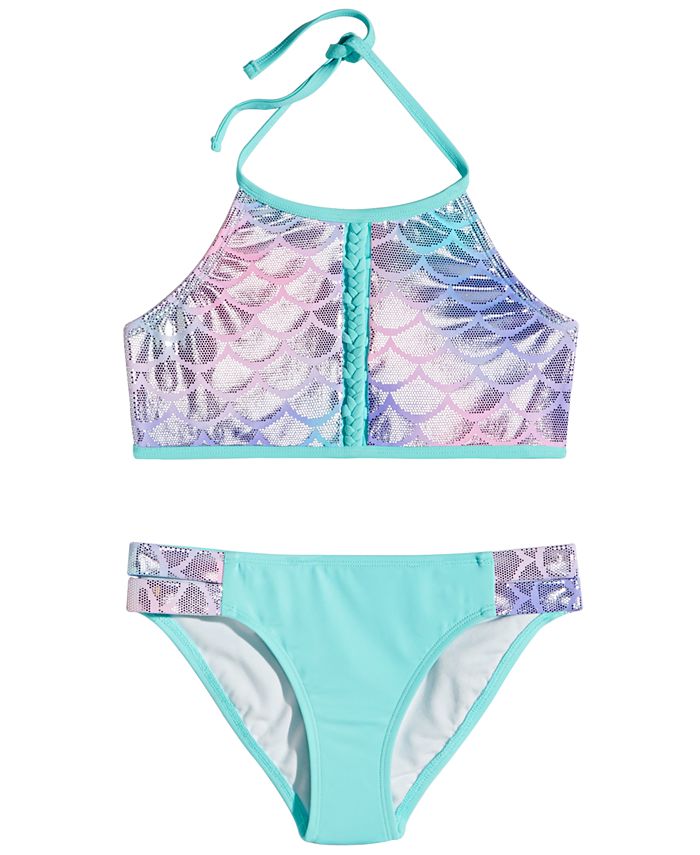 Glitter Beach Big Girls 2-Pc. Mermaid-Print Bikini Swim Suit - Macy's