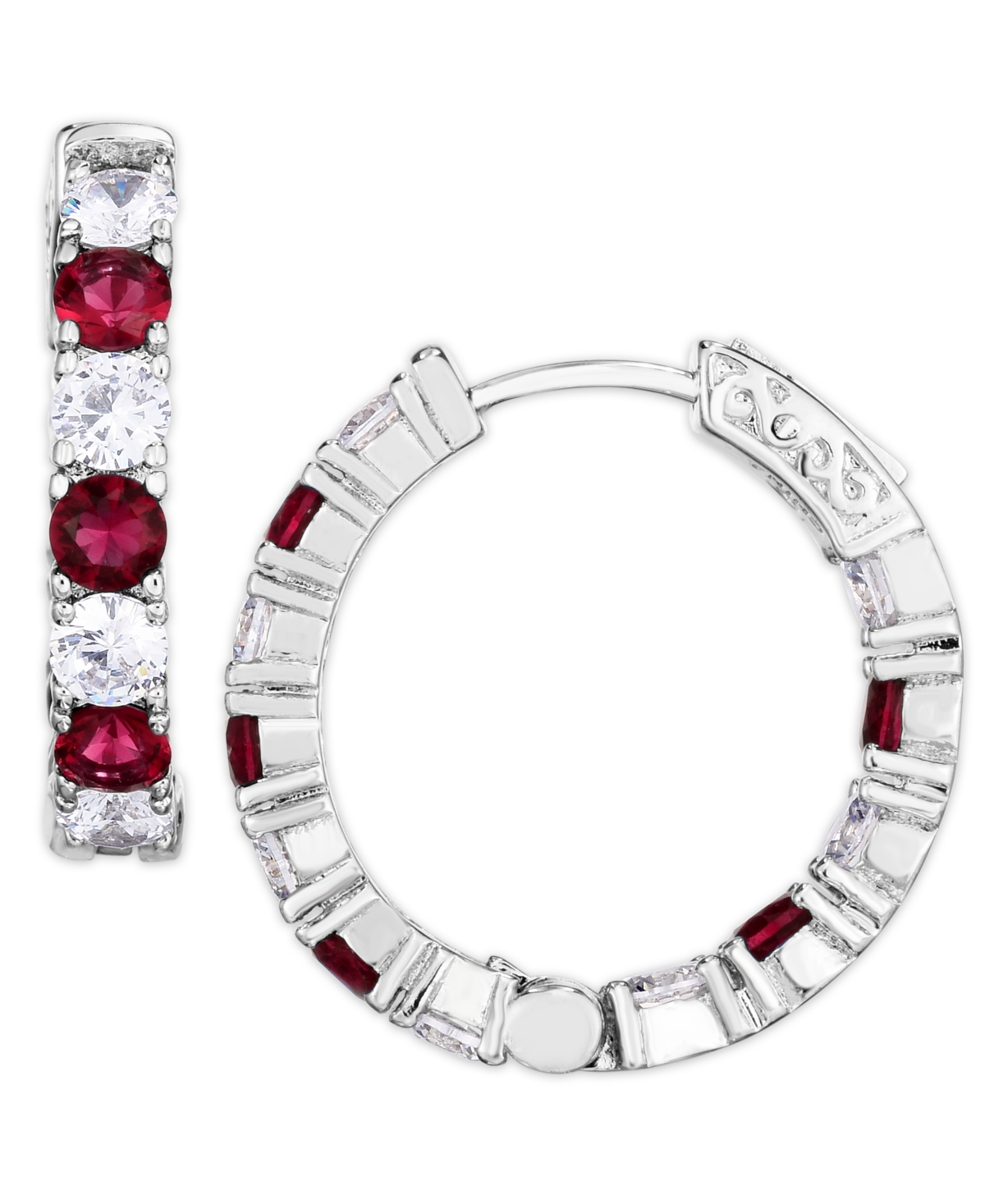 Click here for Simulated Cubic Zirconia Alternating Hoop Earrings... prices