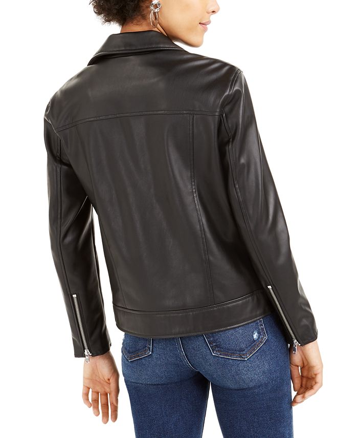 Bar III Faux-Leather Moto Jacket, Created for Macy's - Macy's