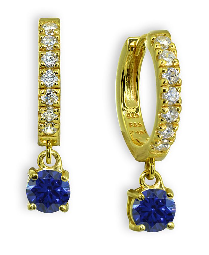 Giani Bernini Clear & Blue Cubic Zirconia Dangle Drop Huggie Hoop ...