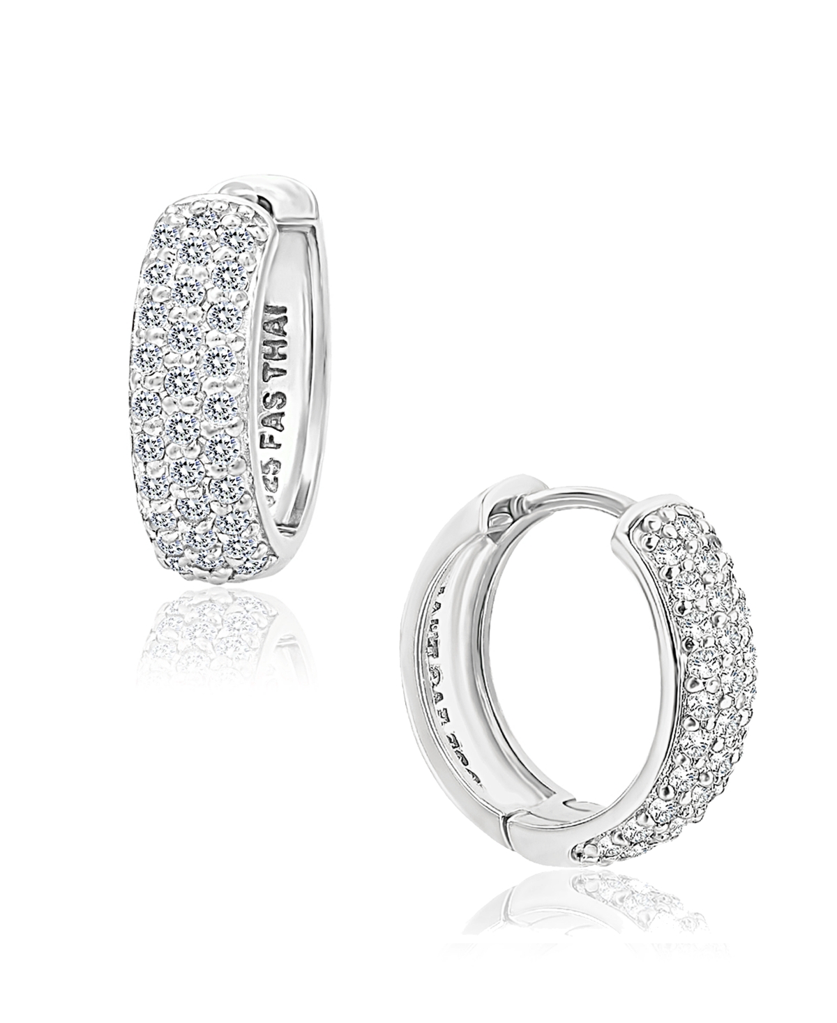 Click here for Cubic Zirconia Oval Huggie Hoop Earrings in Sterli... prices