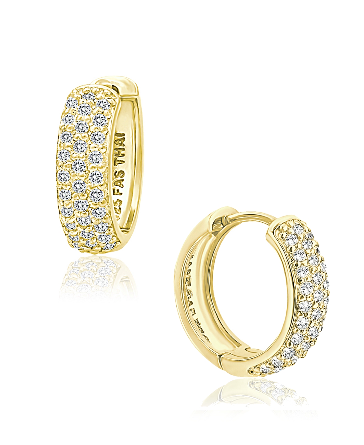 Click here for Cubic Zirconia Oval Huggie Hoop Earrings in Sterli... prices