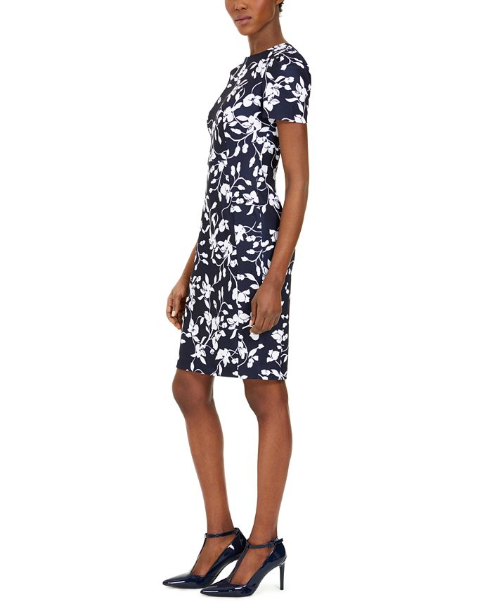 Calvin Klein Printed Scuba-Crepe Sheath Dress - Macy's