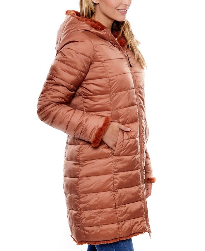 Be Boundless Sphere Reversible Faux Fur/Nylon Coat - Macy's