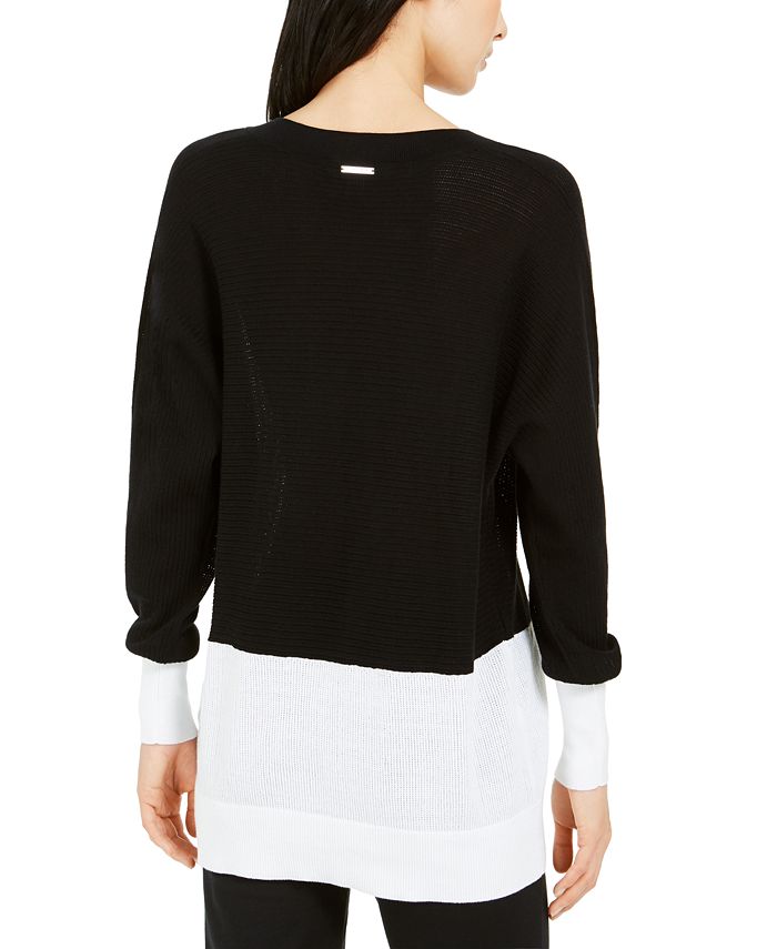 Michael Kors Cotton Colorblocked Sweater - Macy's