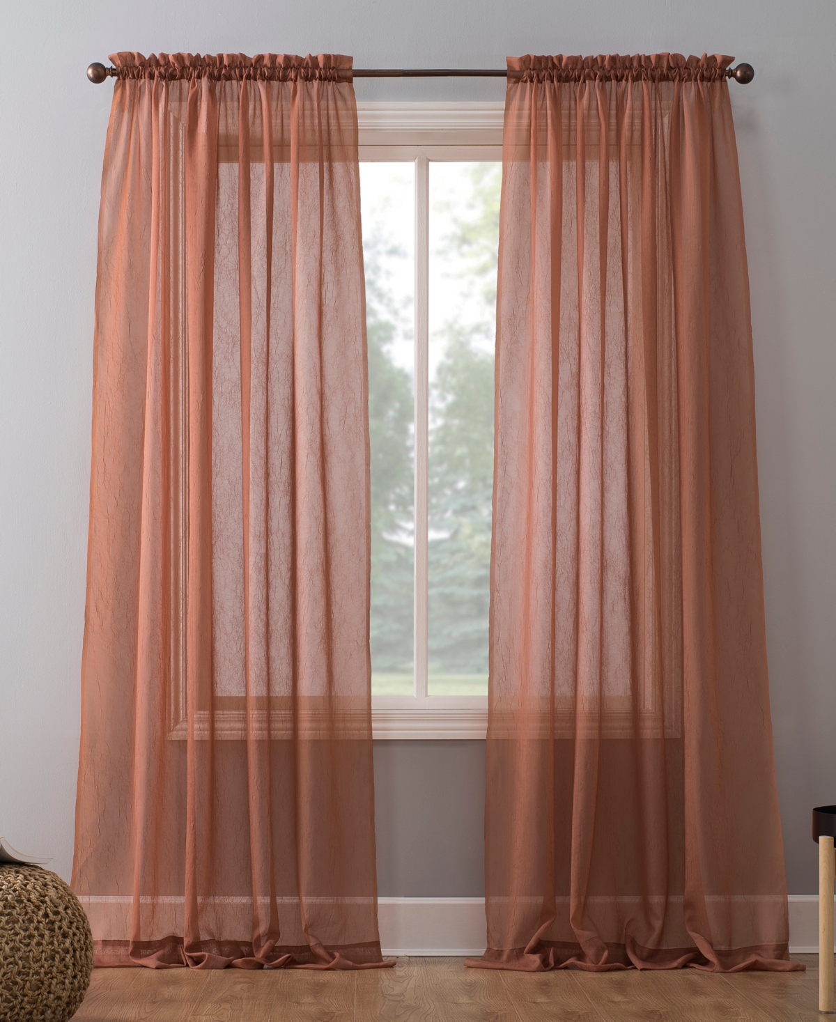 Click here for Crushed Sheer Voile Rod Pocket Curtain Panel - Ced... prices
