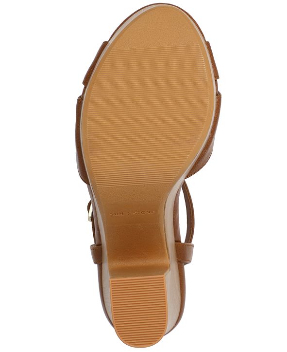Sun + Stone Jamie T-Strap Platform Dress Sandals, Created for Macy's ...