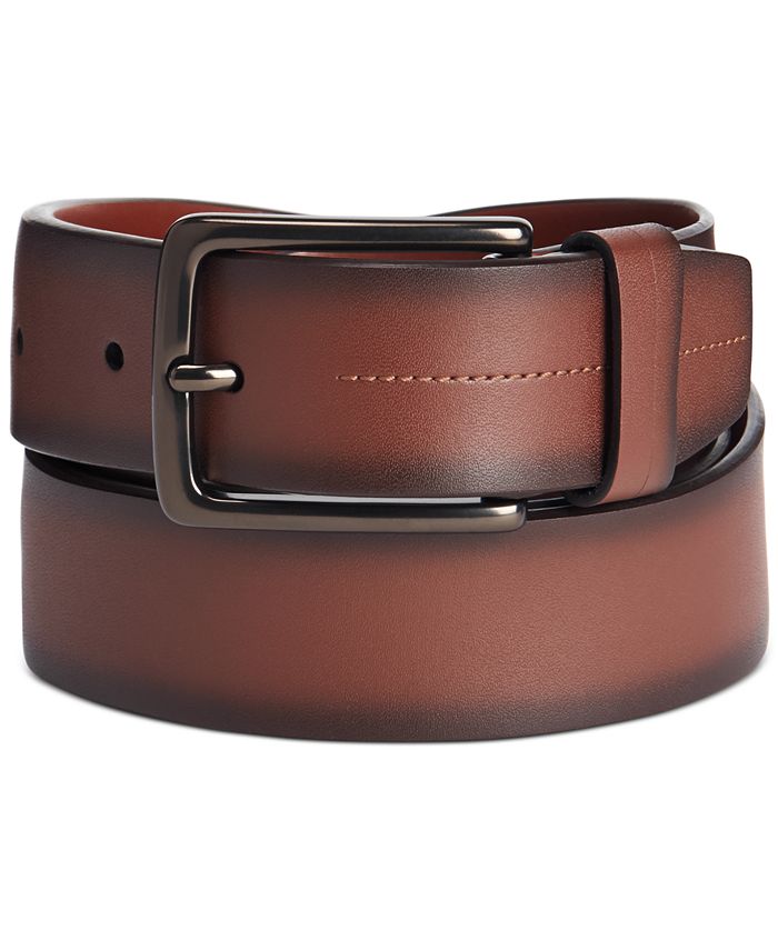 Perry Ellis Portfolio Perry Ellis Men's Burnished-Edge Belt & Reviews ...
