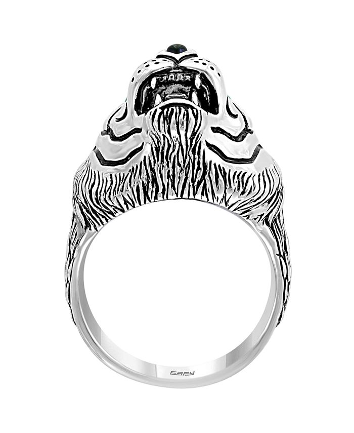 EFFY Collection EFFY® Men's Green Agate and Onyx Tiger Ring in Sterling ...