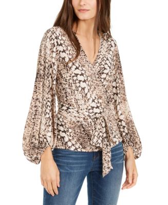 INC Snake-Embossed Faux-Wrap Top, Created for Macy's - Macy's