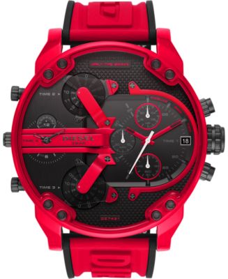 Diesel Men's Chronograph Mr. Daddy 2.0 Red Silicone Strap Watch 57mm ...