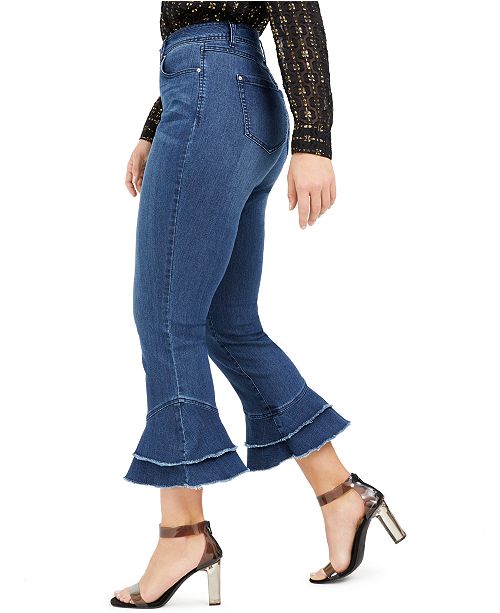 INC International Concepts INC Double-Ruffle Hem Curvy Ankle Jeans ...