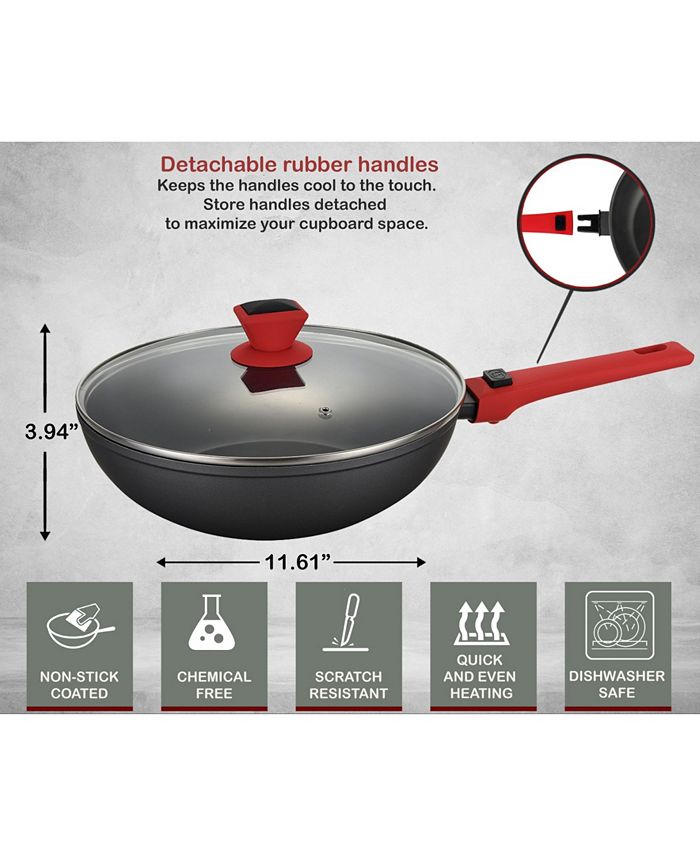 Amercook Scratch Resistant Aluminum Round Wok Lid with Detachable ...