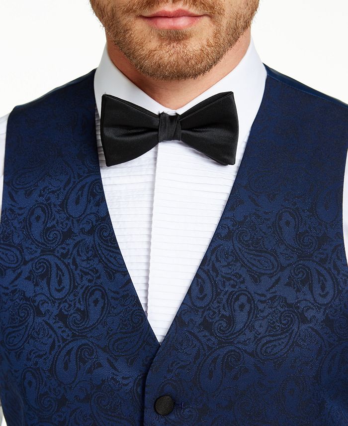 Alfani Men's Slim-Fit Blue Paisley Vest, Created for Macy's - Macy's