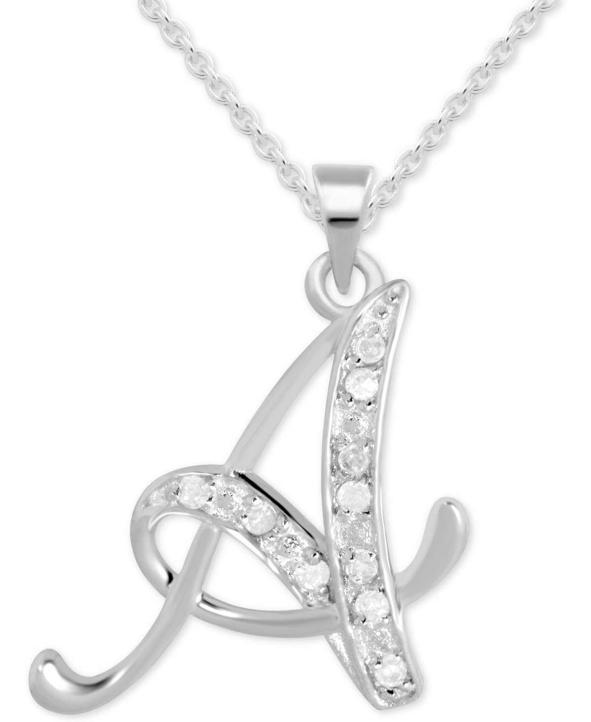 Click here for Diamond A Initial 18 Pendant Necklace (1/10 ct. t.... prices