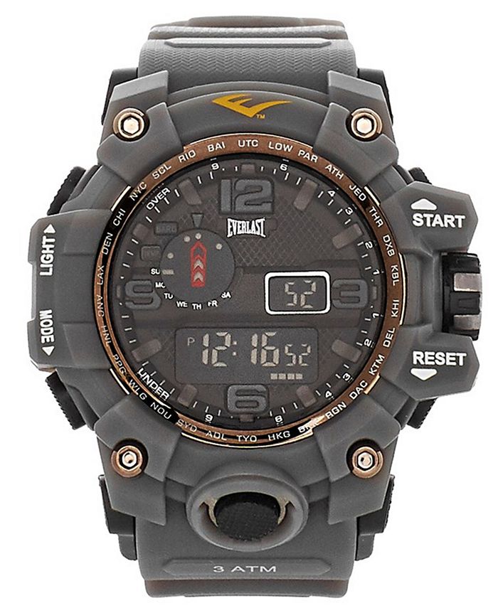 Everlast Mens Gray Rubber Strap Digital Sports Watch 51mm - Macy's