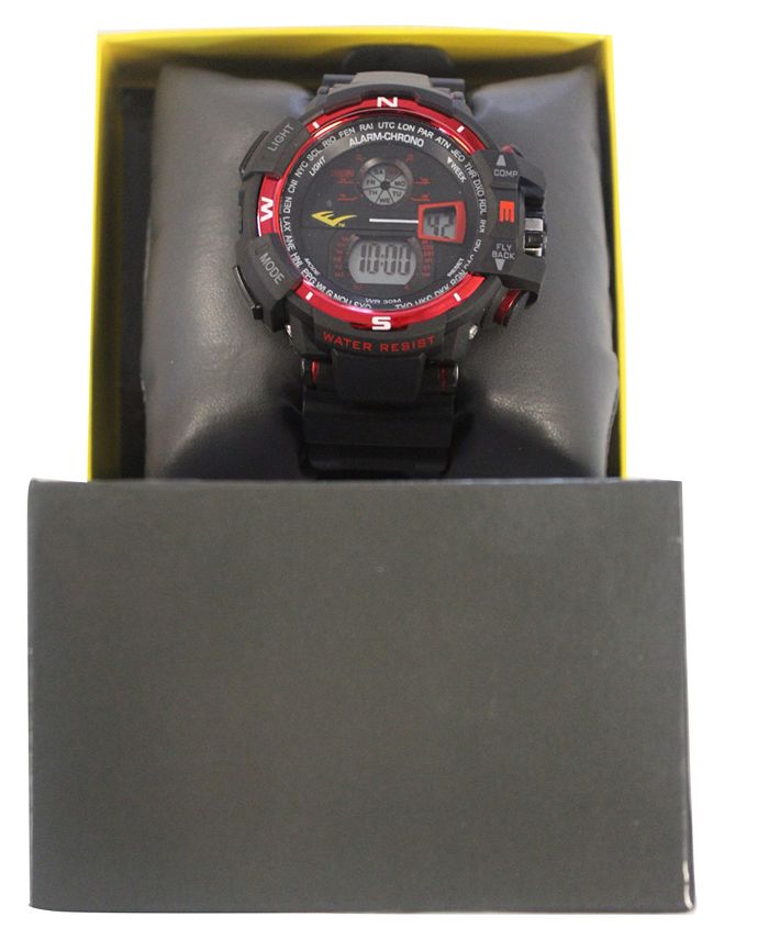 Everlast Mens Black Rubber Strap Digital Multiple Display Sports Watch ...