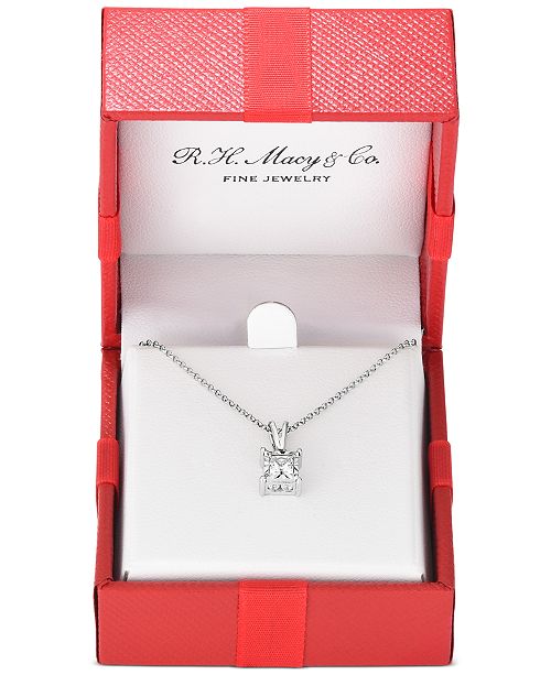 TruMiracle Diamond Princess 18" Pendant Necklace (1/2 ct. t.w.) in 14k ...