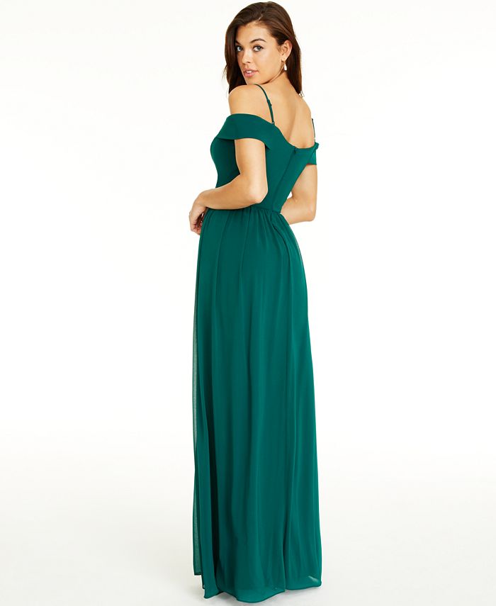 City Studios Juniors' Off-The-Shoulder Gown - Macy's