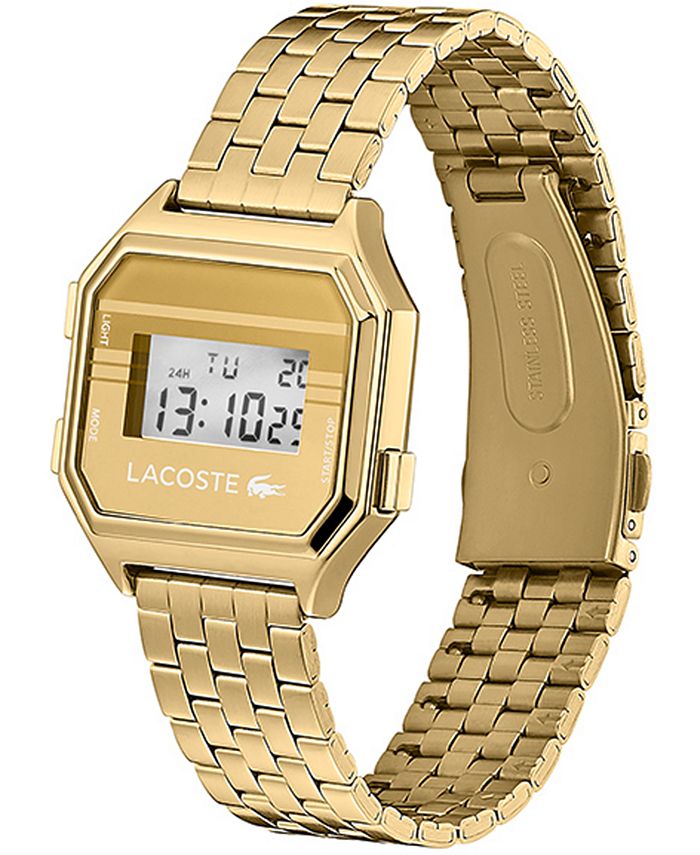 Lacoste Men's Digital Berlin Gold-Tone Stainless Steel Bracelet Watch ...