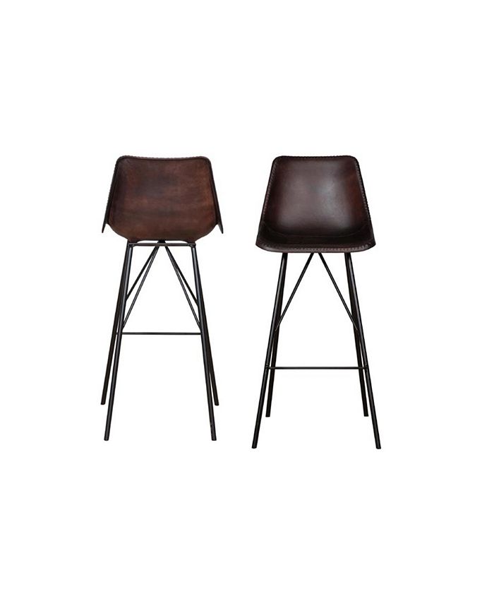 Union Home Bar Stool with Leather Upholstery - Macy's