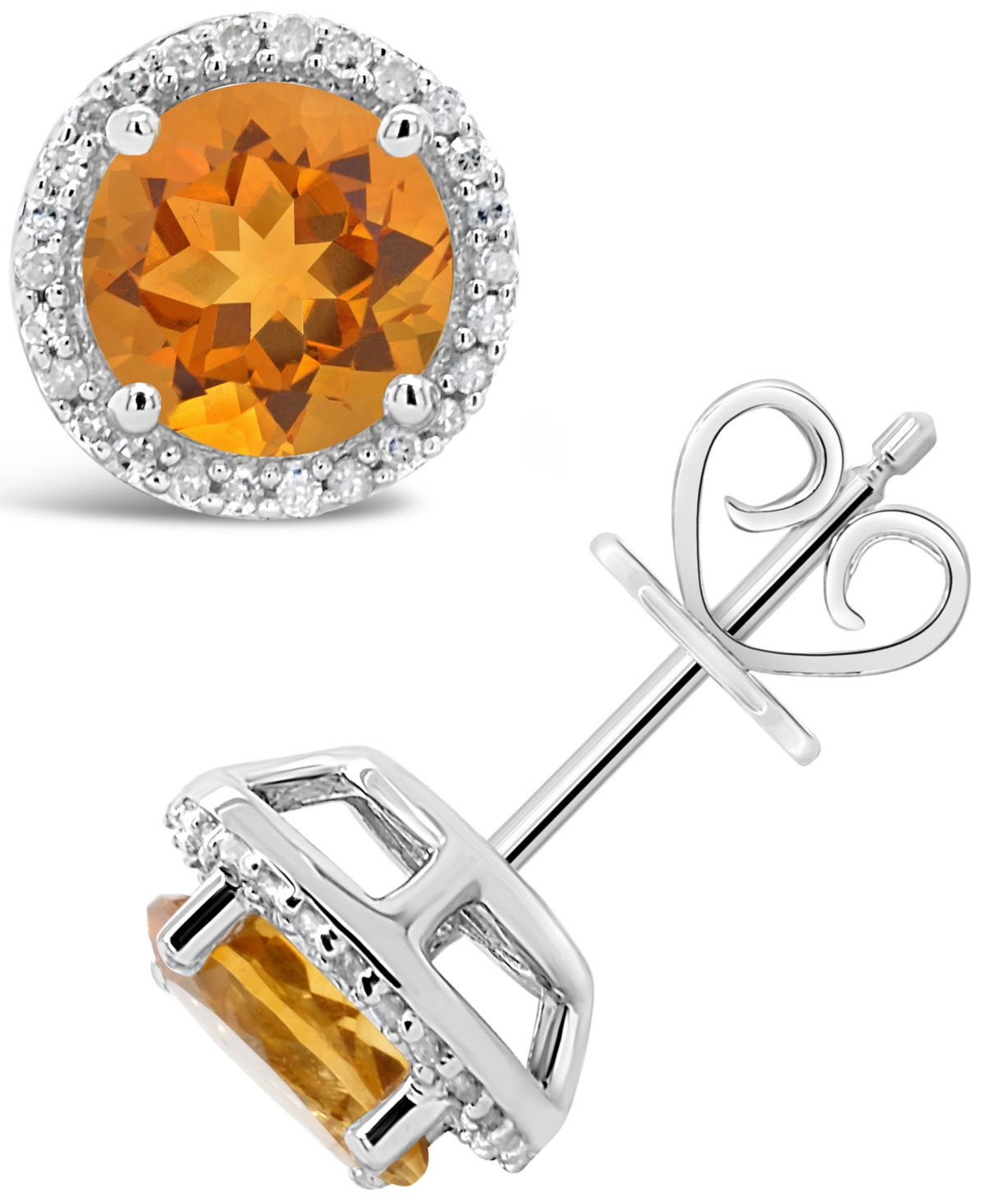 Click here for Round-cut Gemstone and Diamond (1/6 ct. t.w.) Stud... prices
