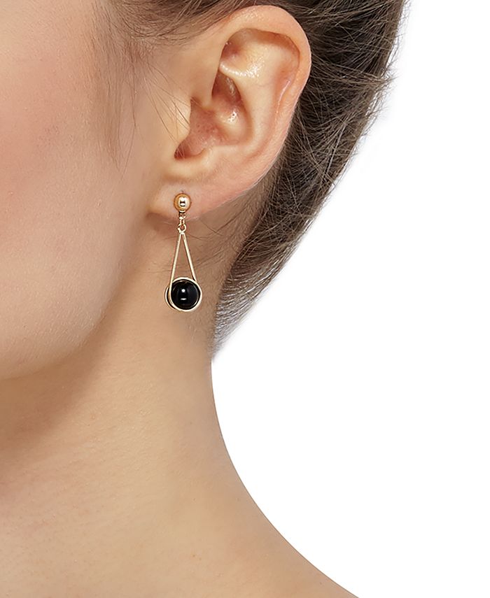 Macy's Onyx Wire Wrap Drop Earrings in 10k Gold - Macy's Macy's Onyx Wire Wrap Drop Earrings in 10k Gold - Macy's