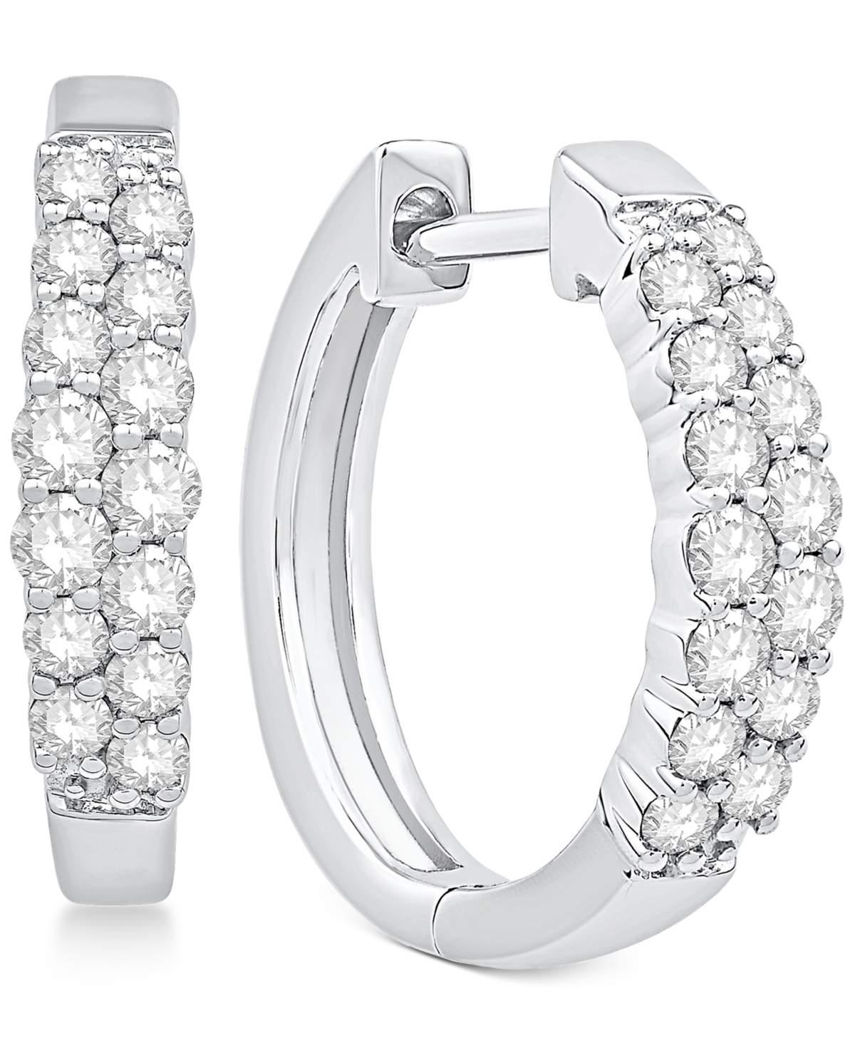 Click here for Diamond Two-Row Hoop Earrings in 14k White Gold (1... prices