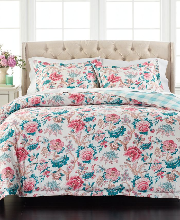 Martha Stewart Collection LAST ACT! Percale Jacobean Reversible 3-Pc ... Martha Stewart Collection LAST ACT! Percale Jacobean Reversible 3-Pc ...