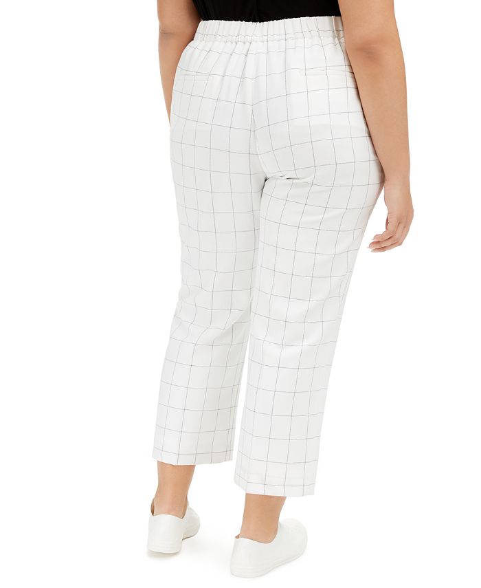 Bar III Trendy Plus Size Windowpane-Print Pants, Created for Macy's ...