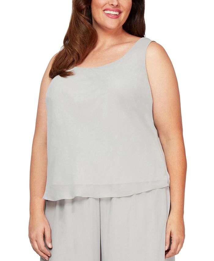 Alex Evenings Plus Size Embroidered Jacket & Top Set - Macy's