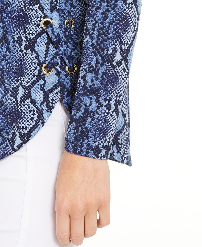 Michael Kors Python-Print Lace-Up Top - Macy's