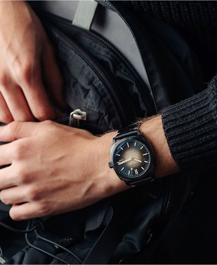 Spinnaker Men's Hull Riviera Automatic Black Croco-Patterned Genuine ...