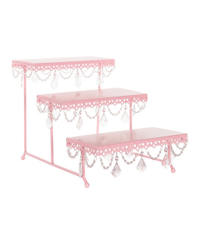 Amalfi Anastasia 3-Tier Crystal-Draped Rectangular Dessert Stand - Macy's