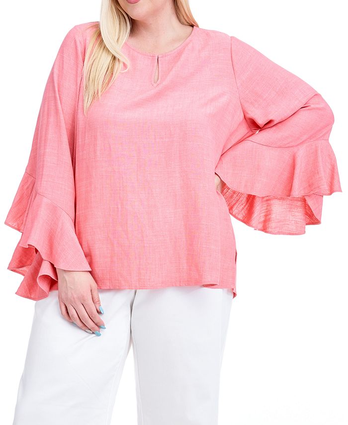 Fever Plus Size Ruffle-Sleeve Top - Macy's