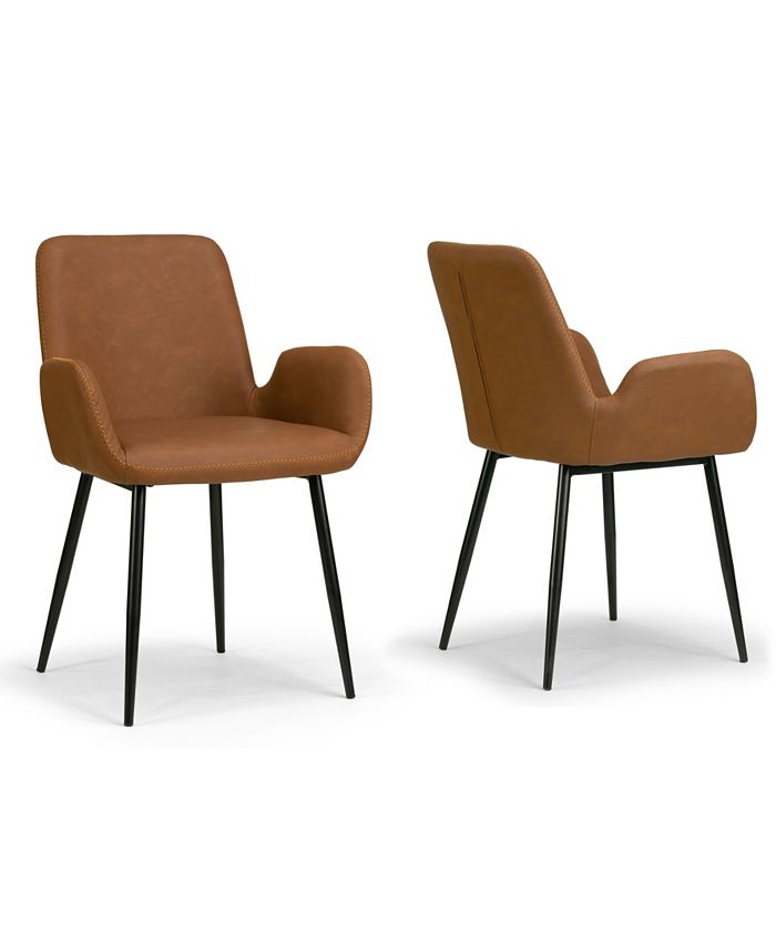 Glamour Home Set of 2 Alrik Arm Chair with Zigzag Stitching and Steel ...