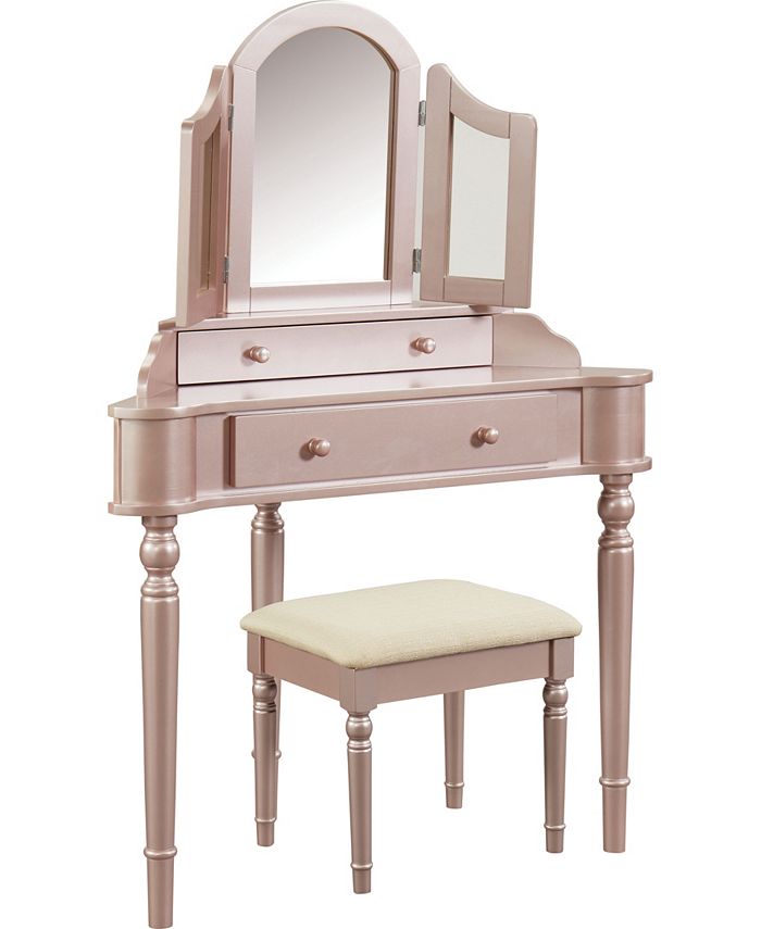 Furniture of America Cristal Rose Gold Vanity Set - Macy's