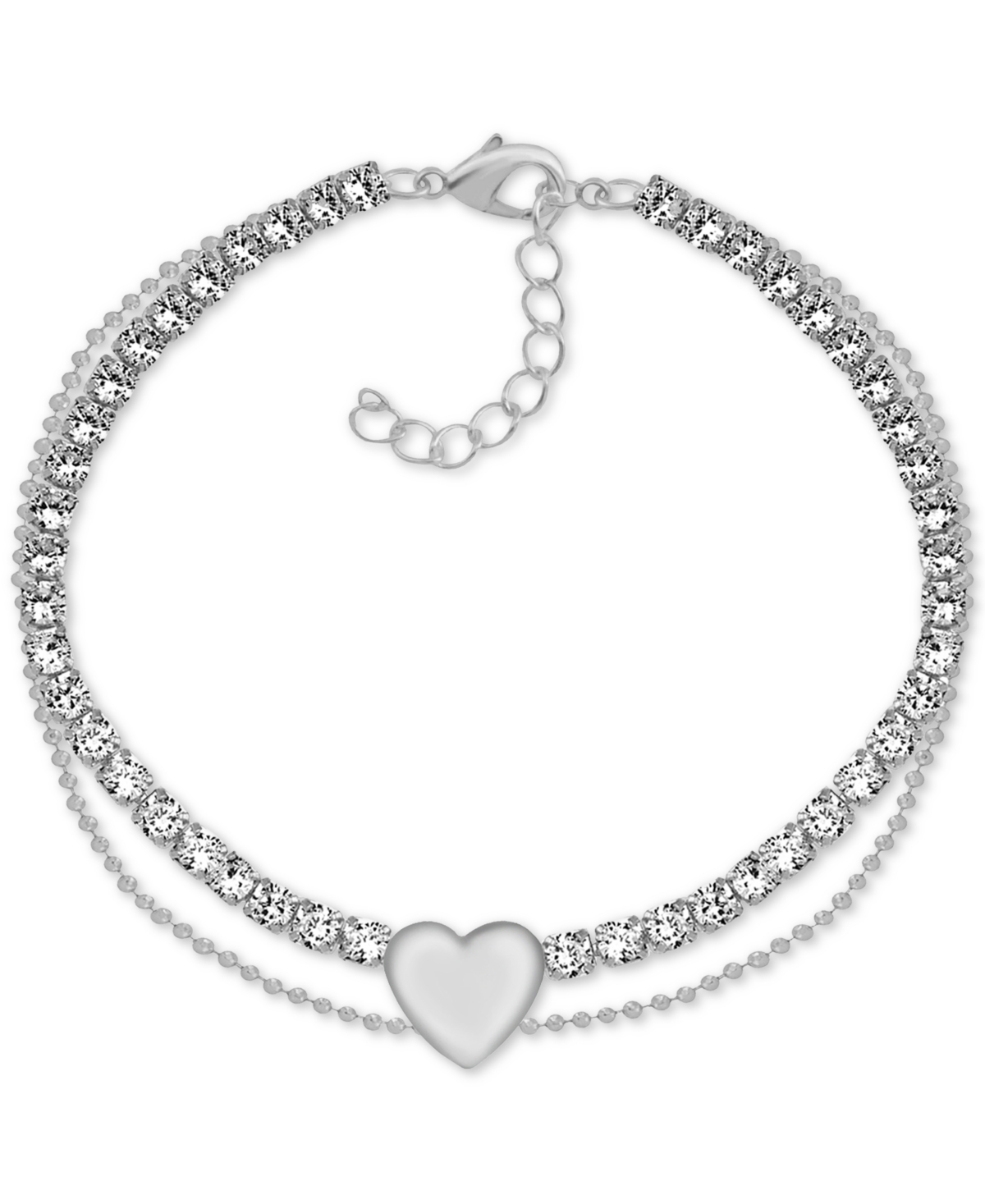 Click here for And Now This Crystal & Heart Double Row Ankle Brac... prices