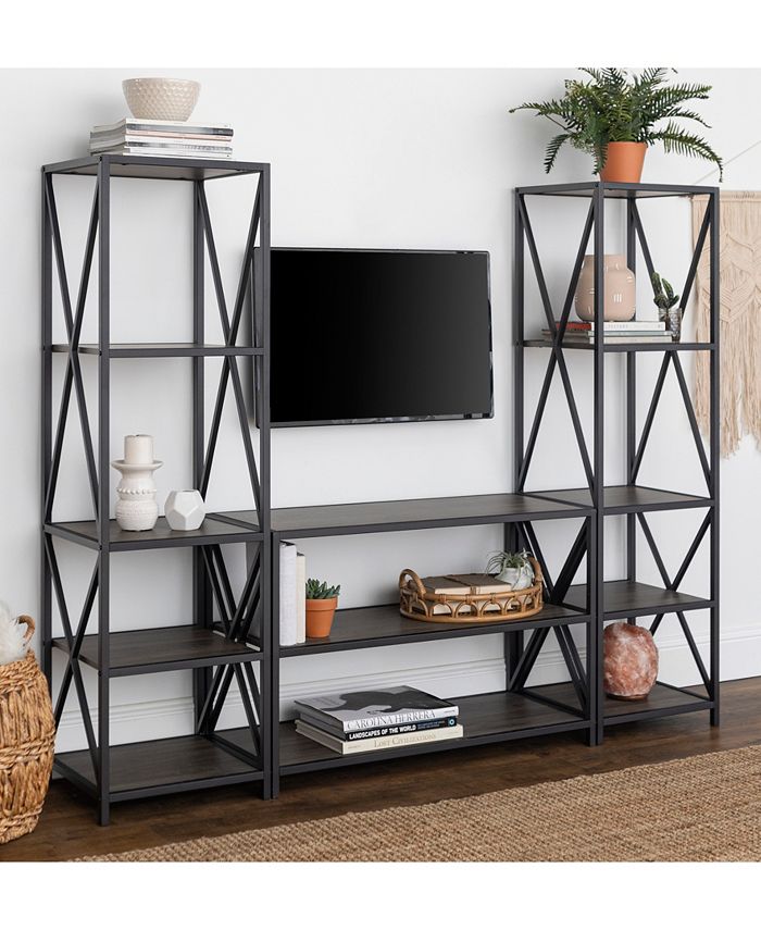 Walker Edison 3-Piece Storage Wall with 40" X-Console - Macy's