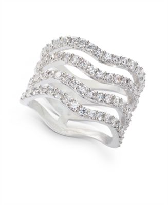 Silver-Tone Crystal Wavy Multi-Row Ring, Created for Macy's - Macy's