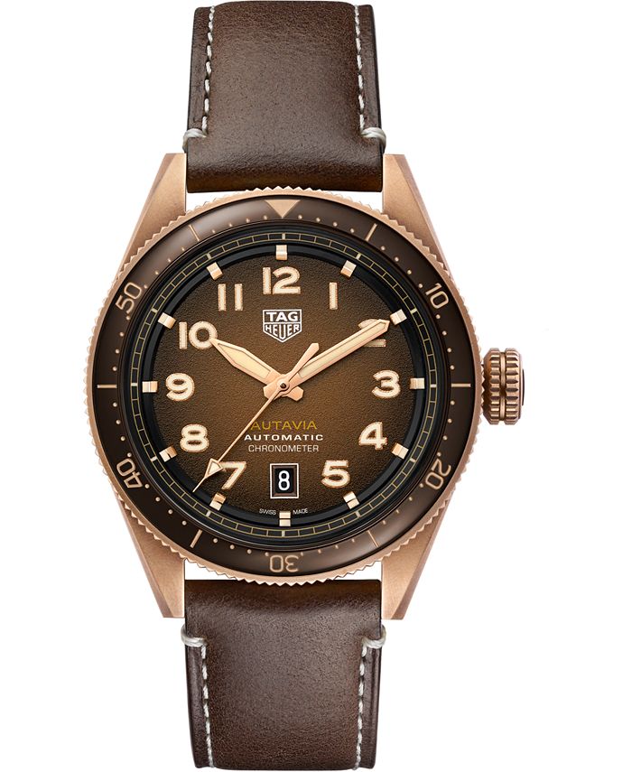 TAG Heuer Autavia Men's Swiss Automatic Brown Calfskin Leather Strap ...