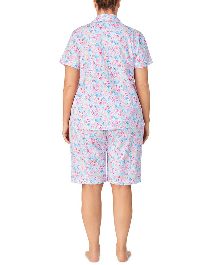 Lauren Ralph Lauren Plus Size Printed Cotton Bermuda Short Pajama Set ...